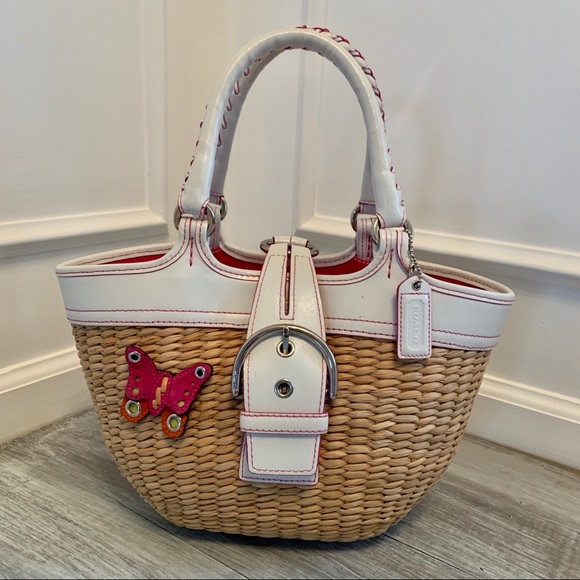 Coach | Bags | Coach Wicker Straw Leather Bag | Poshmark
